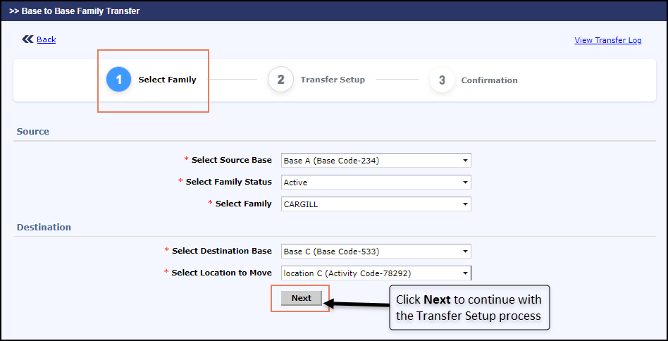 Base to Base Family Transfer Method