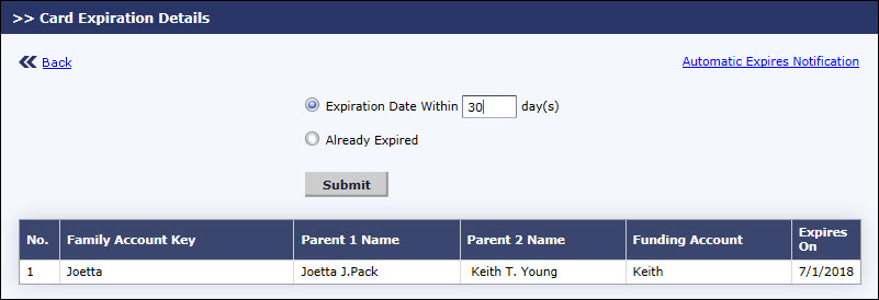 Card Expiration Details