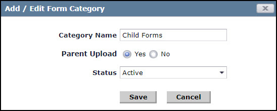 Forms Category Setup