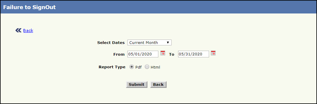 Failure to Sign out Report